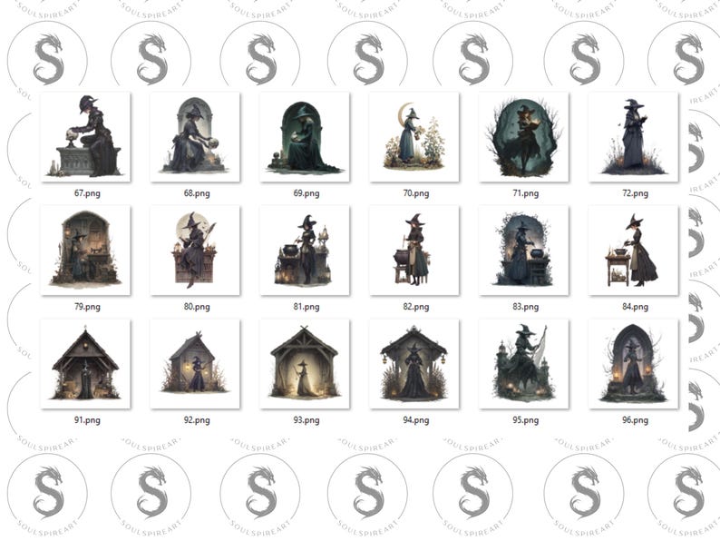 Watercolor Witch Clipart Bundle – Gothic Illustrations (100 Pngs) - Etsy