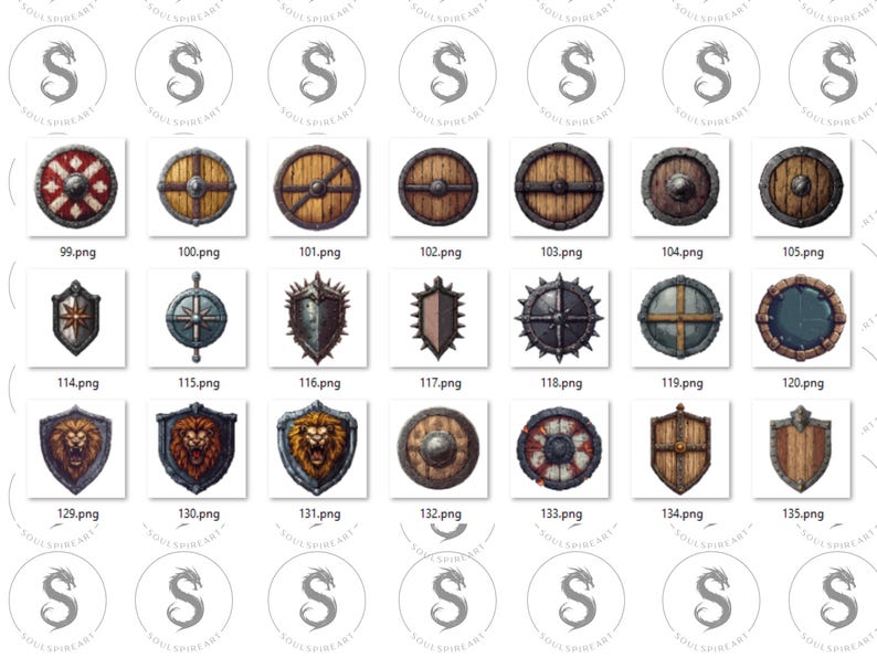Pixel RPG Shields Clipart Bundle – Medieval Shields, Fantasy Game ...