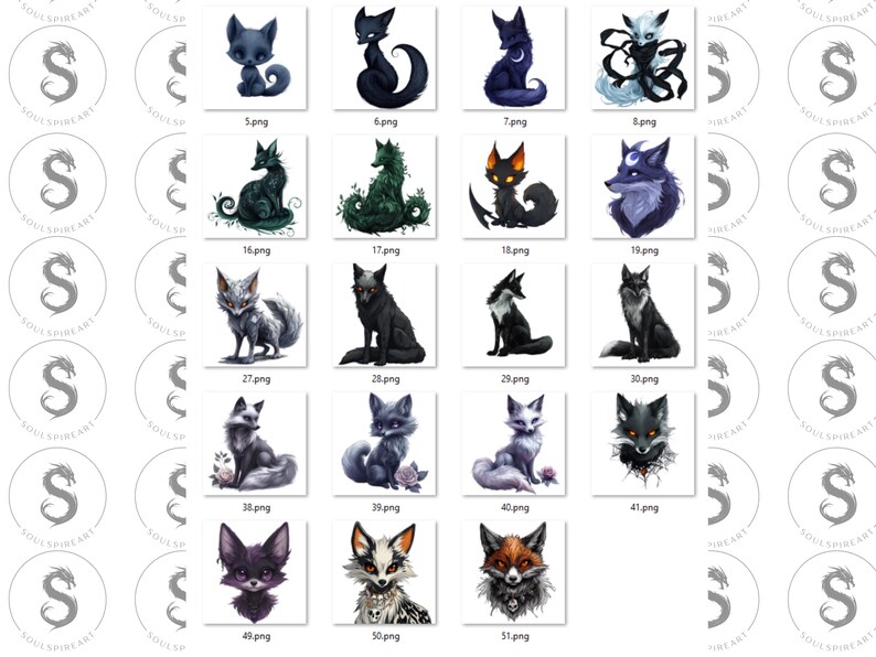 Gothic Foxes Watercolor Clipart Bundle – Dark Forest Foxes, Gothic ...