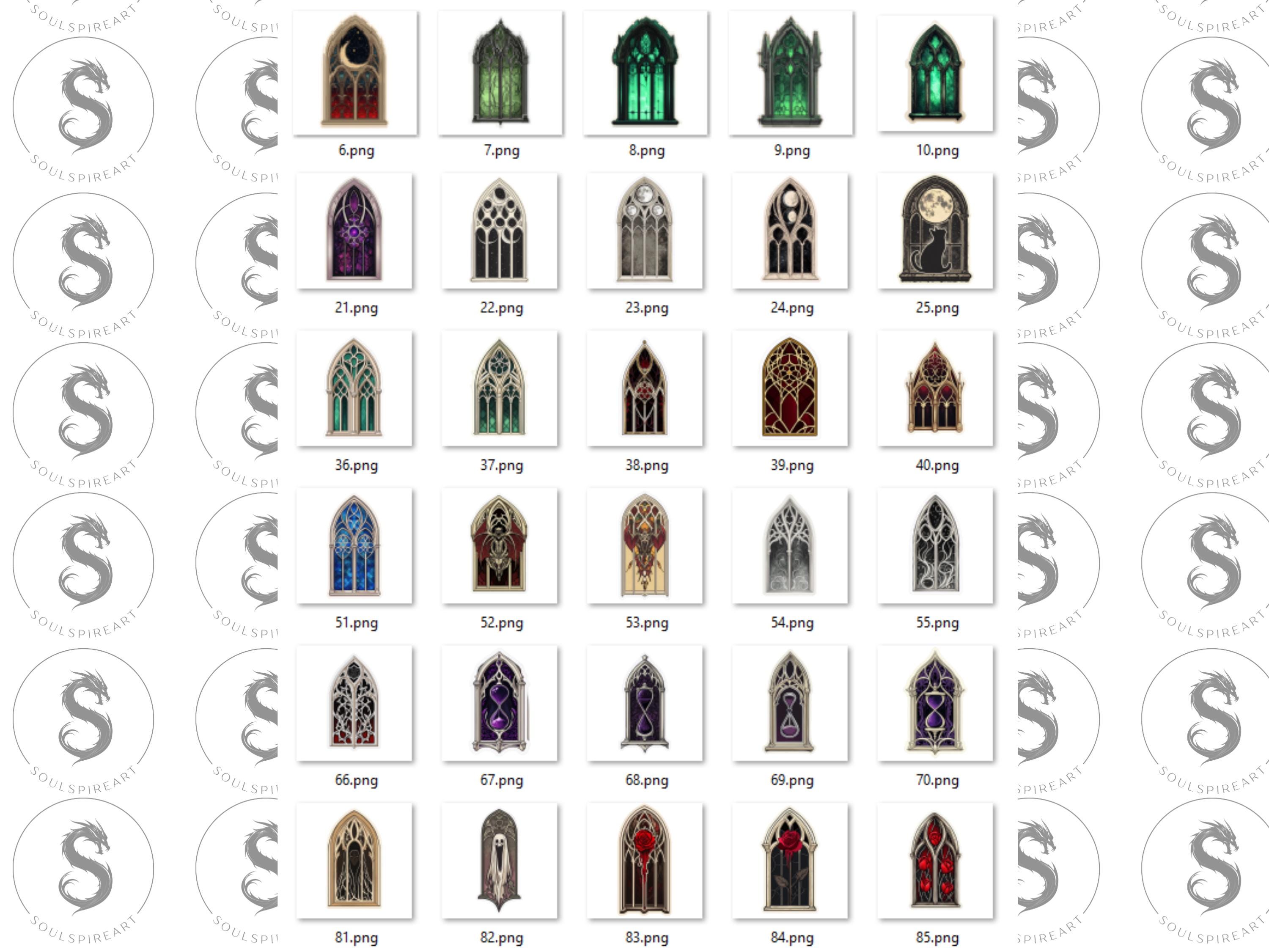 Gothic Window Stickers Clipart Bundle – Gothic Architecture, Glass ...