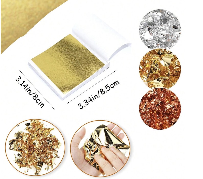 24K Gold Foil Gold Leaf Sheets for Cake Decoration Steak Gold Paper ...