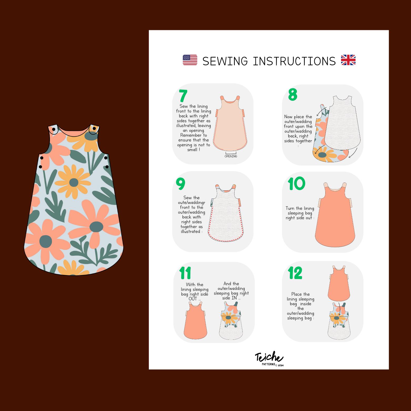 Sleeping Bag With Snaps Sewing Pattern Easy Sleeping Sack PDF Pattern ...