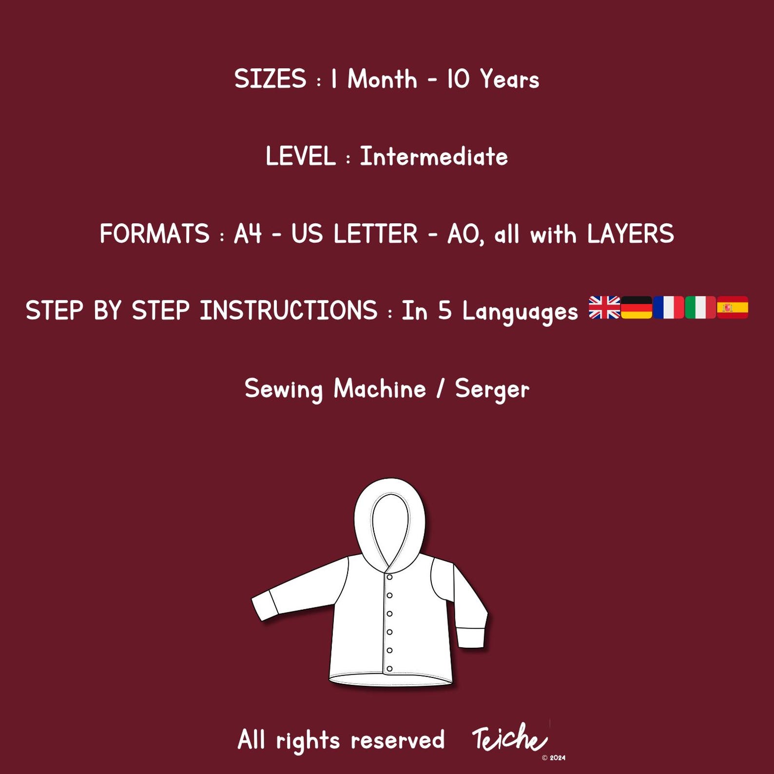 Hoodie Sewing Pattern for Kids Hoodie Pattern Reversible Hoodie PDF ...