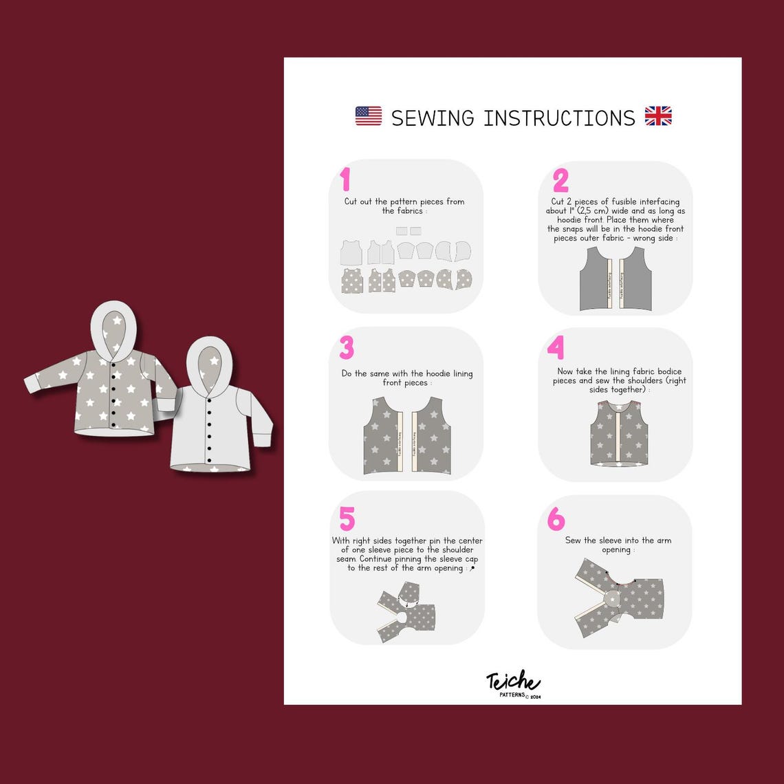 Hoodie Sewing Pattern for Kids Hoodie Pattern Reversible Hoodie PDF ...