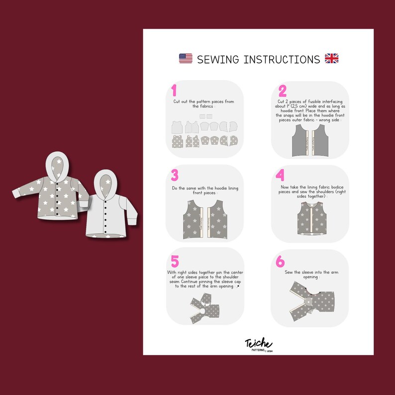 Hoodie Sewing Pattern for Kids Hoodie Pattern Reversible Hoodie PDF ...