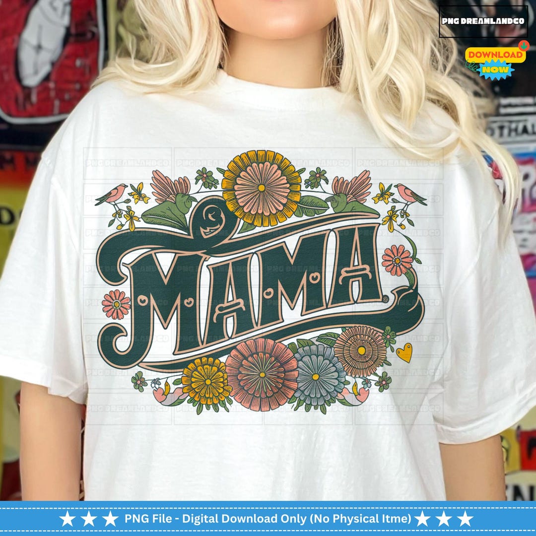 Retro MAMA PNG, Floral Mama Png, Mama Png, Boho Floral Png, Mother Day Png, Flowers Png, Mother ...