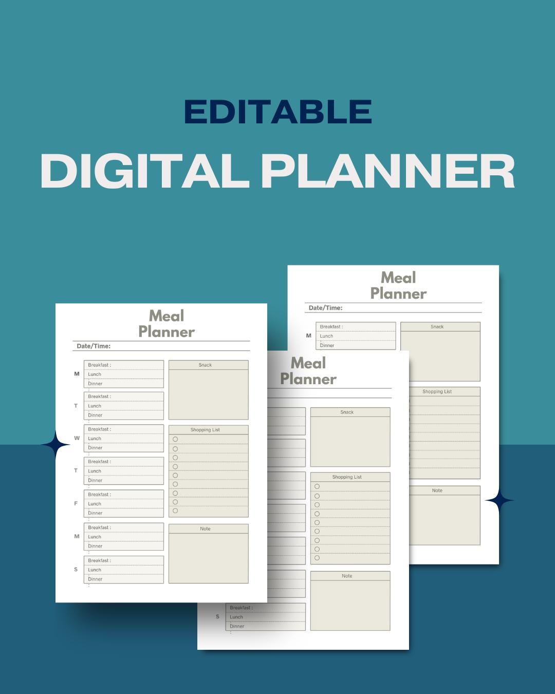 Beige Weekly Meal Planner: Food Diary & Healthy Eating Tracker (digital ...