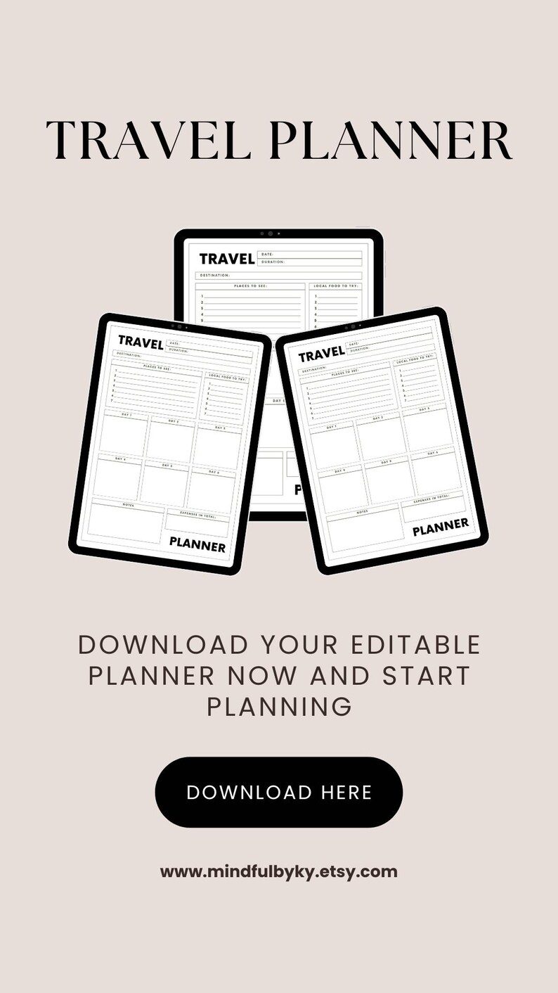 Bold Modern Travel Itinerary Planner, Trip Planner Notebook, Vacation ...