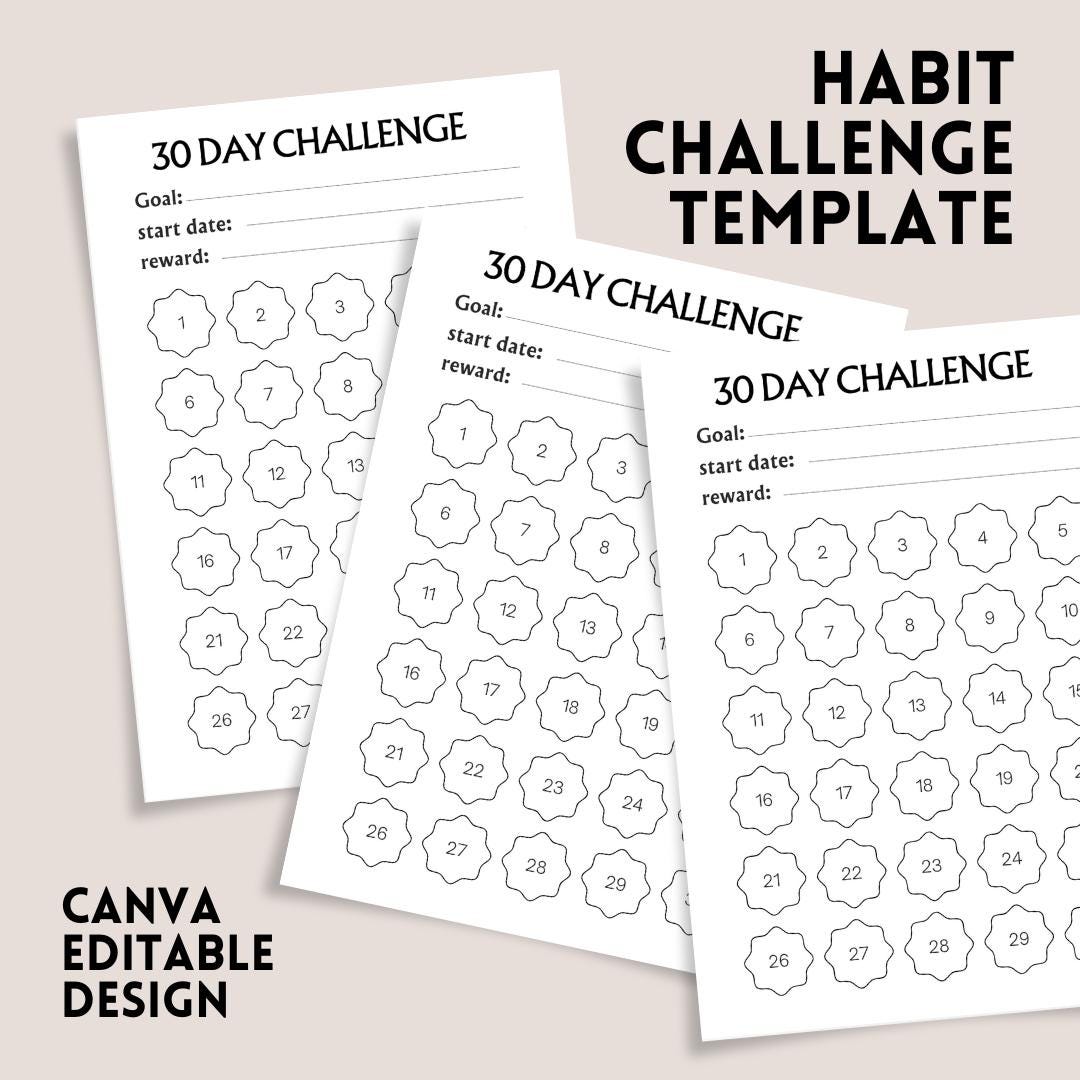 30 Day Habit Tracker A4 Printable, Simple Habit Tracking Chart, Daily ...