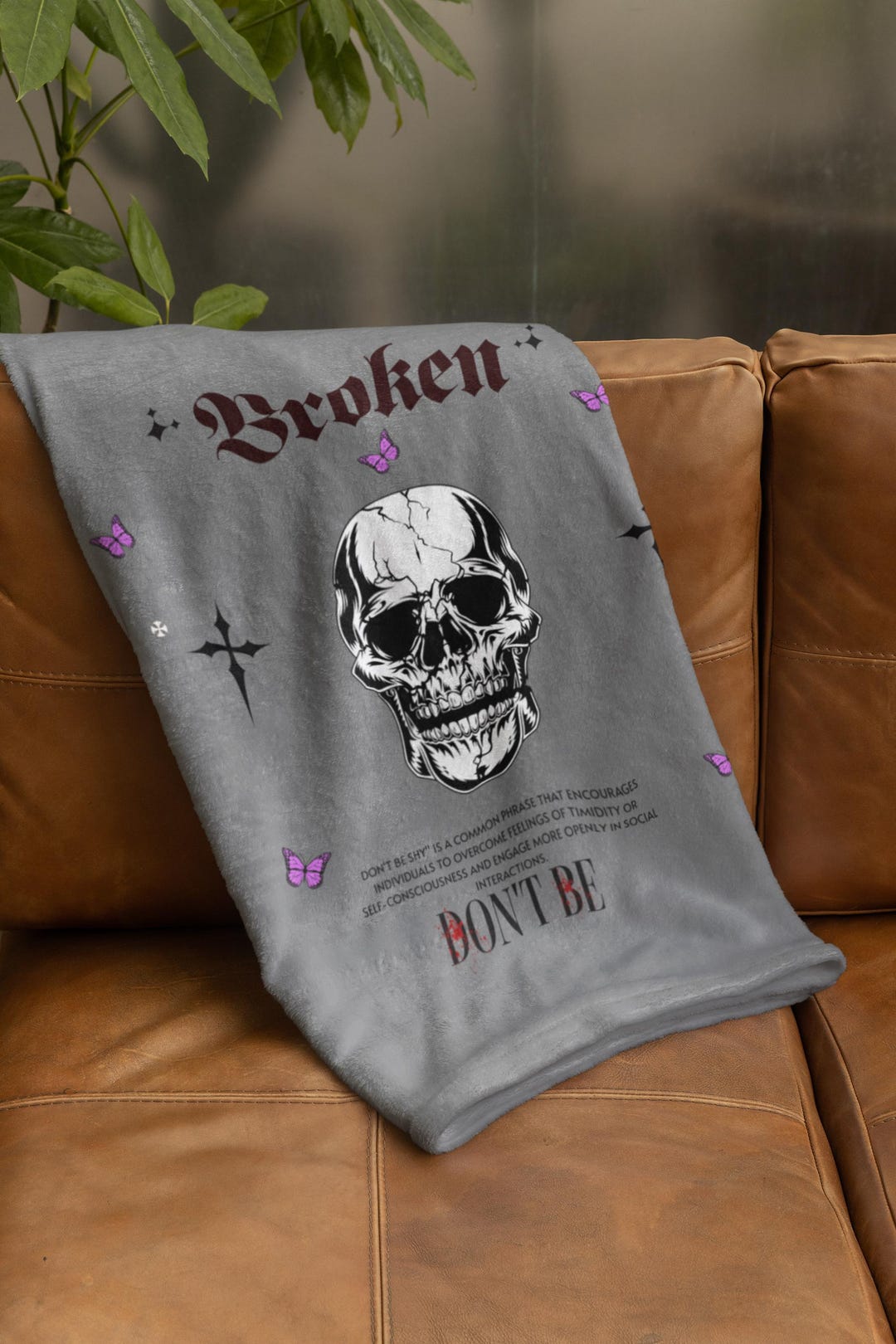 Gothic Skull Blanket - Dark Aesthetic Throw, Soft Grunge Bedding, Punk ...