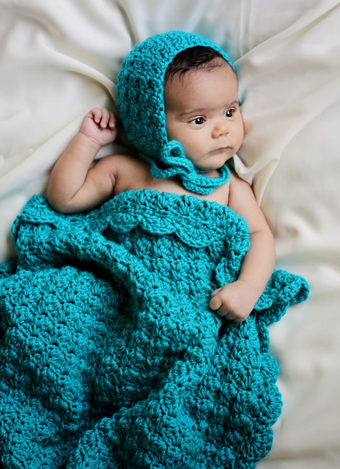 Baby Easy Crochet PATTERN Crib Blanket BONNET in 4 Sizes SET - Etsy
