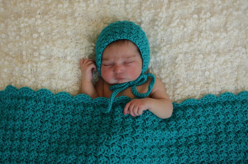 Baby Easy Crochet PATTERN Crib Blanket BONNET in 4 Sizes SET - Etsy