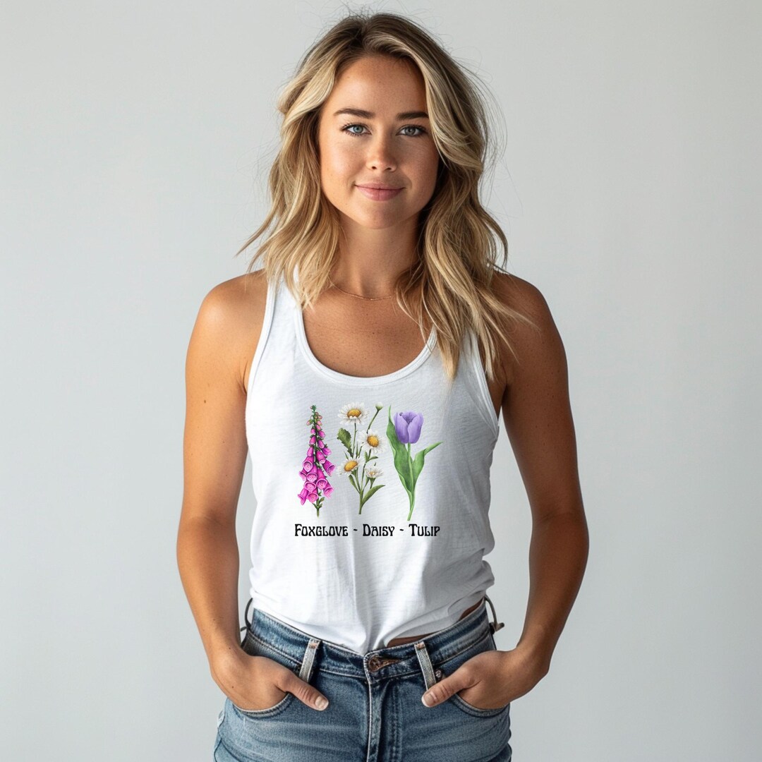 Floral Tank Top: Foxglove, Daisy, Tulip Botanical Shirt - Etsy