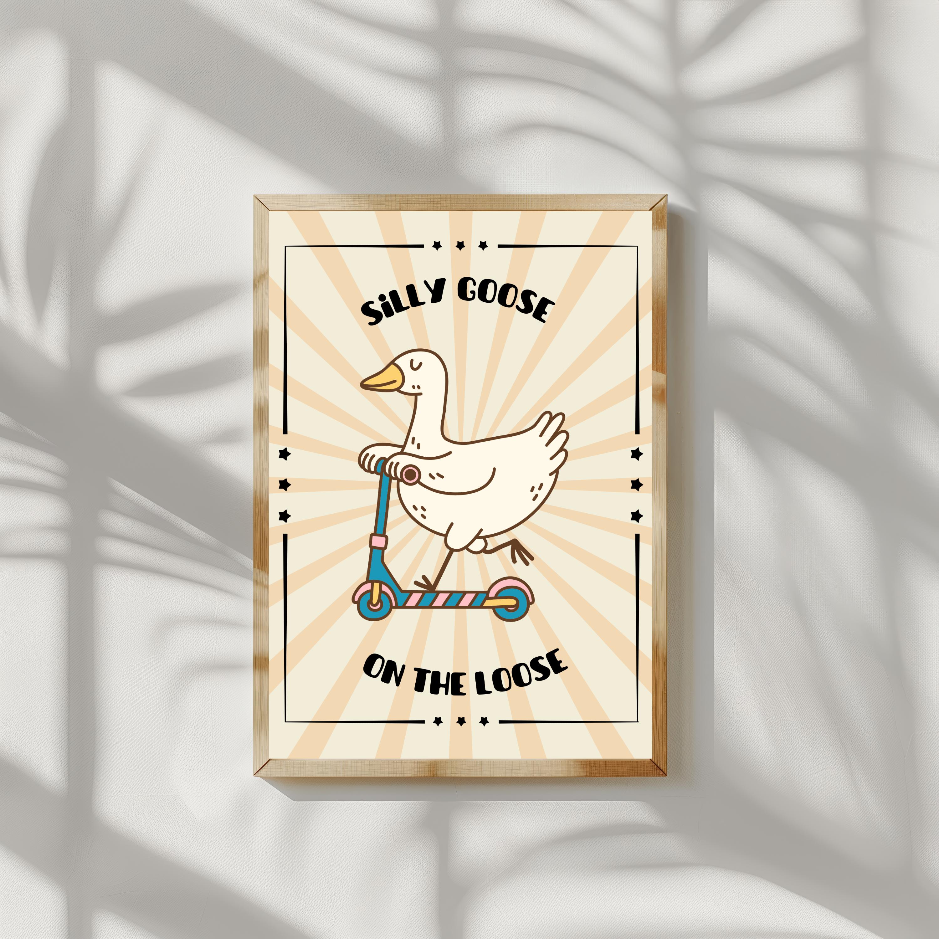 Silly Goose Poster, Silly Goose on the Loose, Retro Style, Vintage ...
