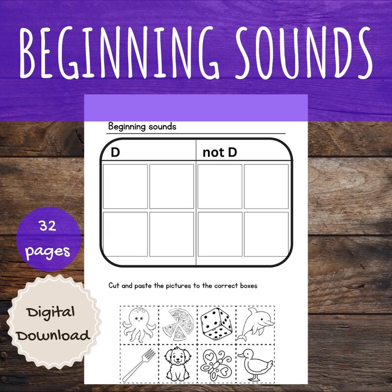 Beginning Sounds Letter Worksheet, Beginning Sounds Alphabet, Preschool ...