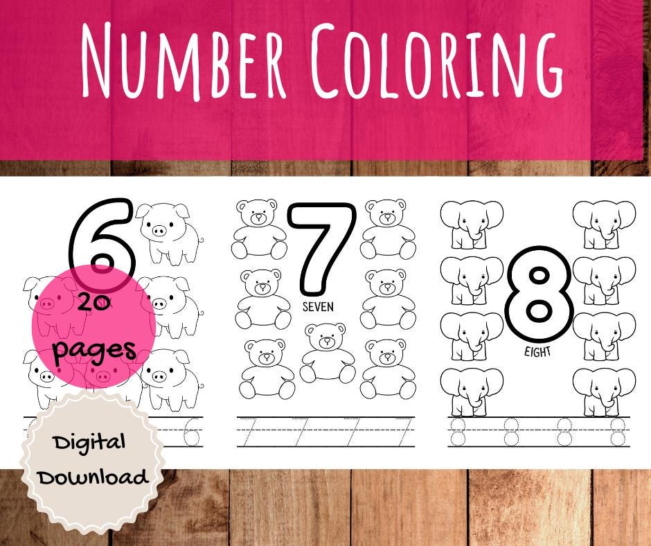 1-20 Number Coloring Worksheet, Number Coloring Book, Preschool Number ...