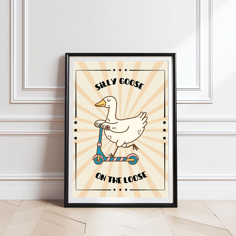 Silly Goose Poster, Silly Goose on the Loose, Retro Style, Vintage ...