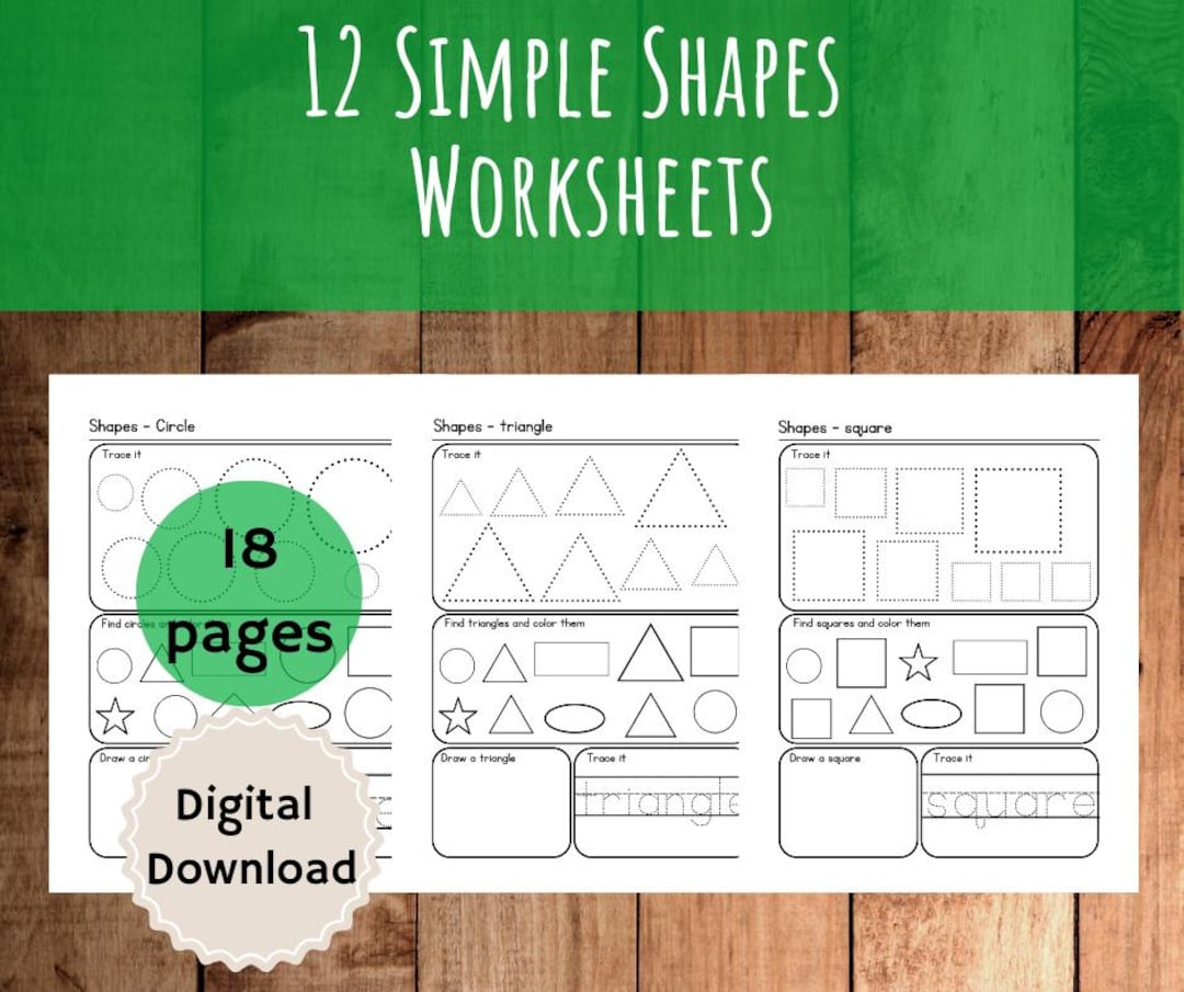 Simple Shapes Worksheets, 2D Shapes Trace, Geometric Shapes Worksheets ...