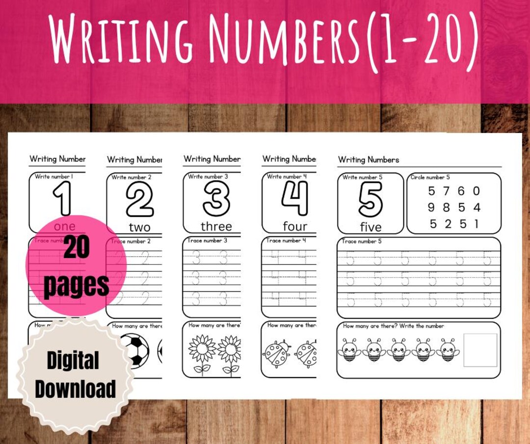 1-20 Tracing Number Worksheet, Preschool Number, Number Worksheet ...