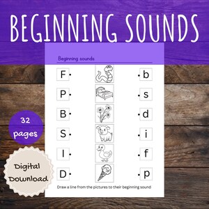 Beginning Sounds Letter Worksheet, Beginning Sounds Alphabet, Preschool ...
