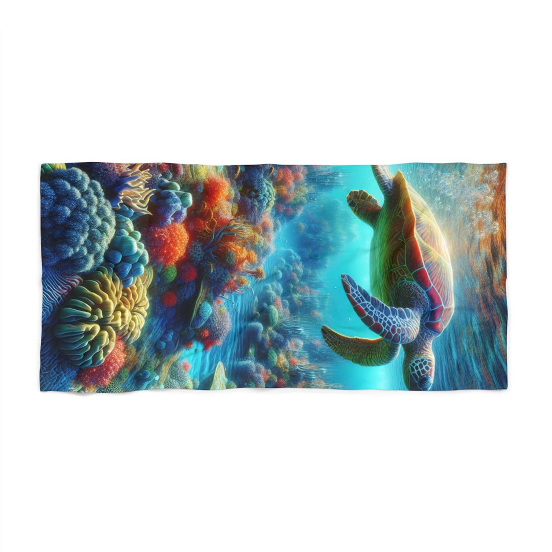 Sea Turtle Beach Towel, Tropical Vacation Beach Towel for Pool & Travel ...