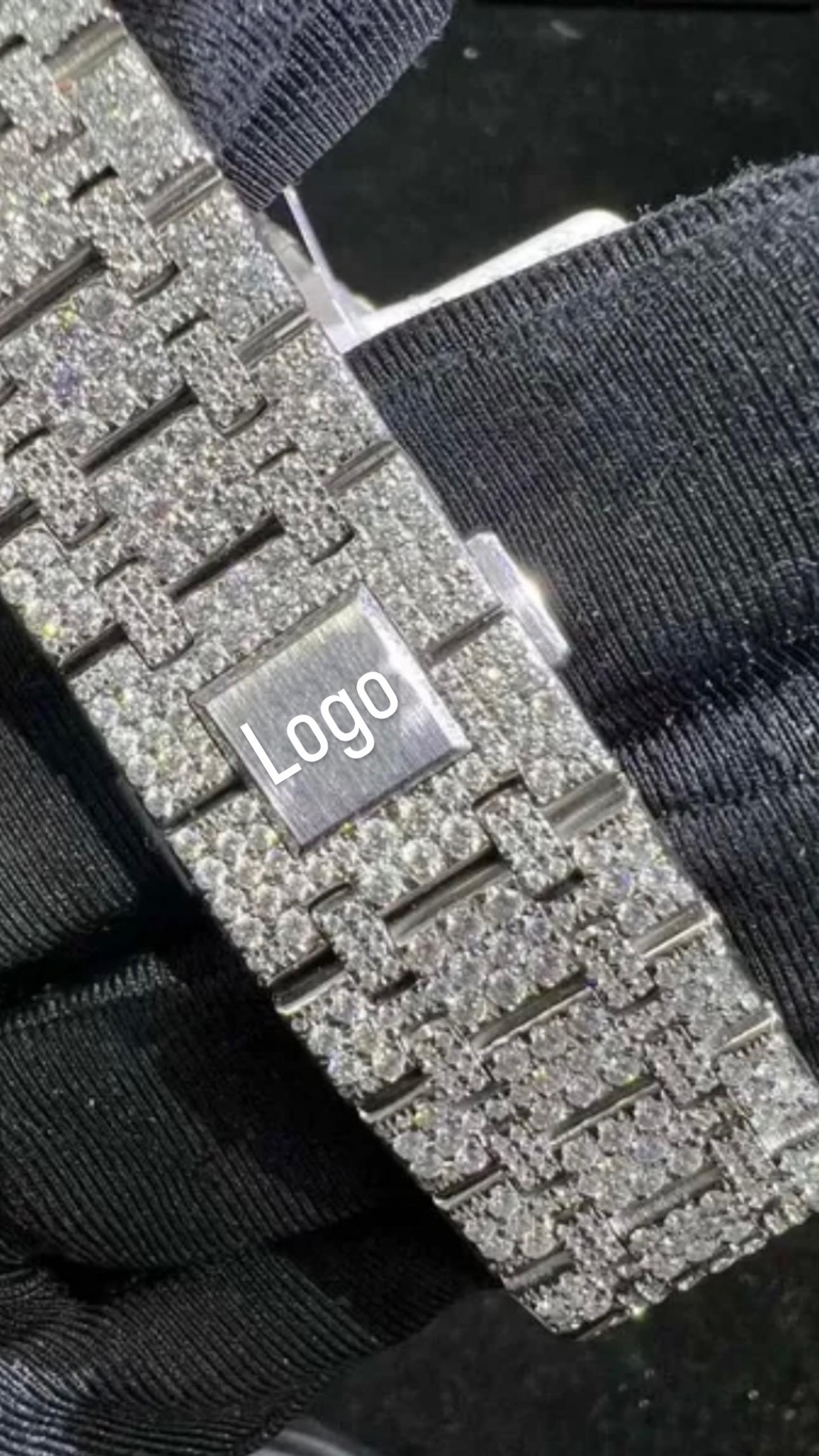 41mm Zircon Diamond Watch Iced Out Watches, Luxury Fully Automatic ...