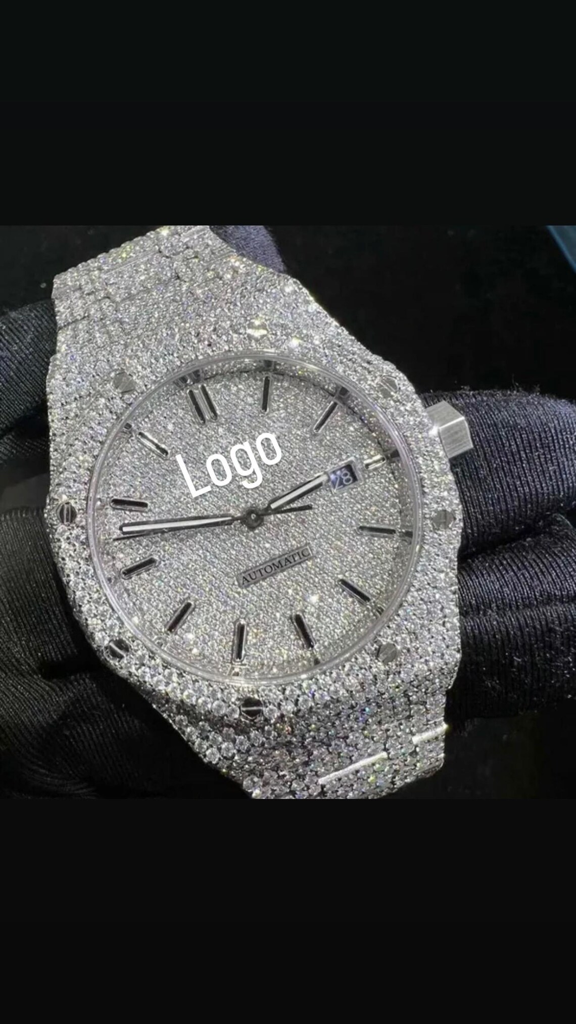 41mm Zircon Diamond Watch Iced Out Watches, Luxury Fully Automatic ...