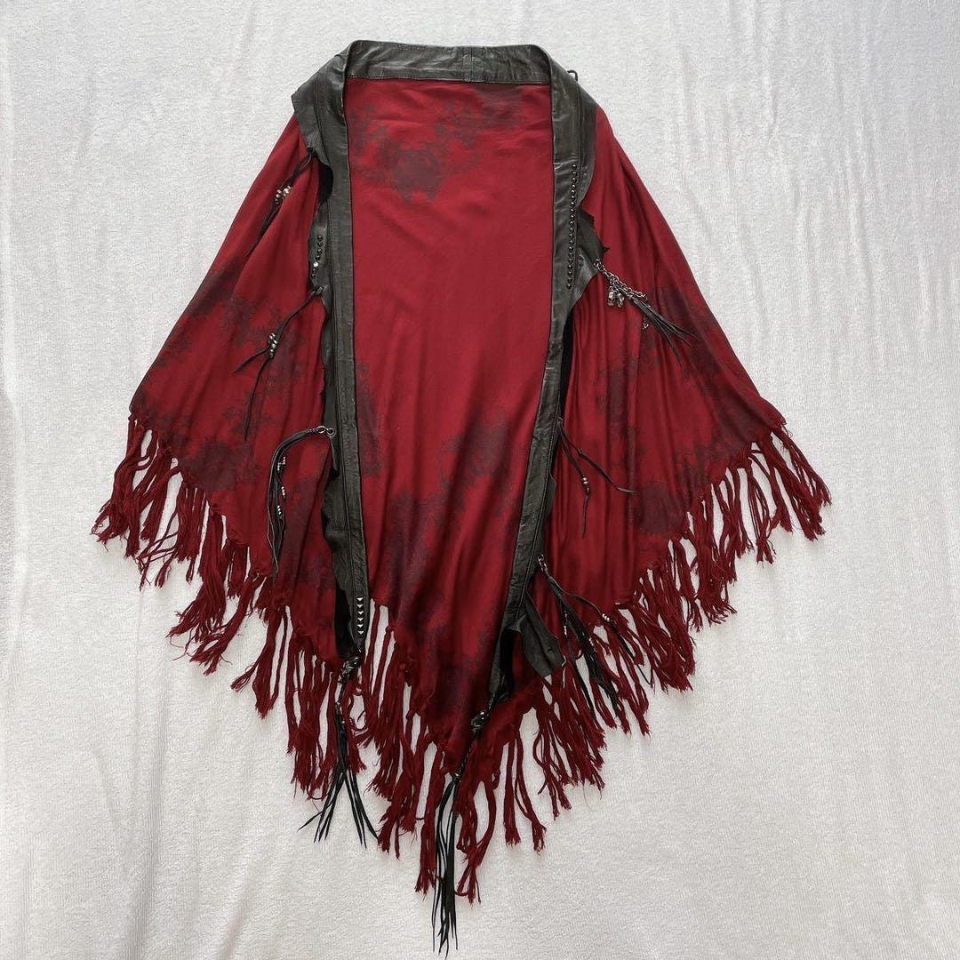 Kmrii Gothic Shawl Leather Wrap, Avant-garde Asymmetric Scarf ...