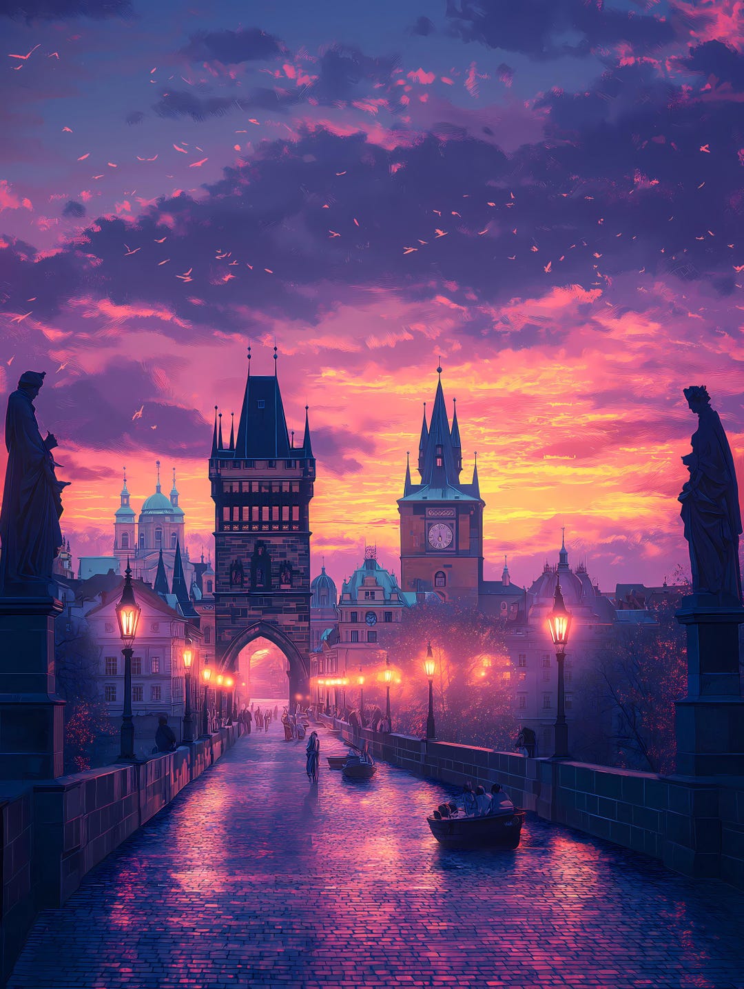 Anime Style Charles Bridge Print, Matte Poster for Anime Fans, Home ...