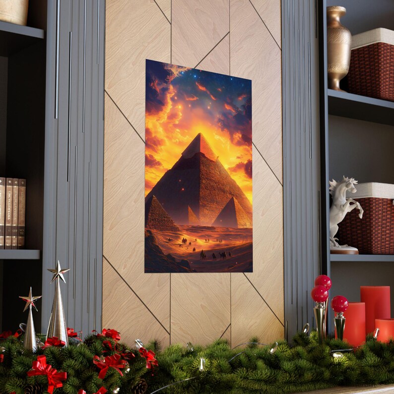 Anime Style Great Pyramids Poster, Matte Vertical Wall Art Print, Home ...