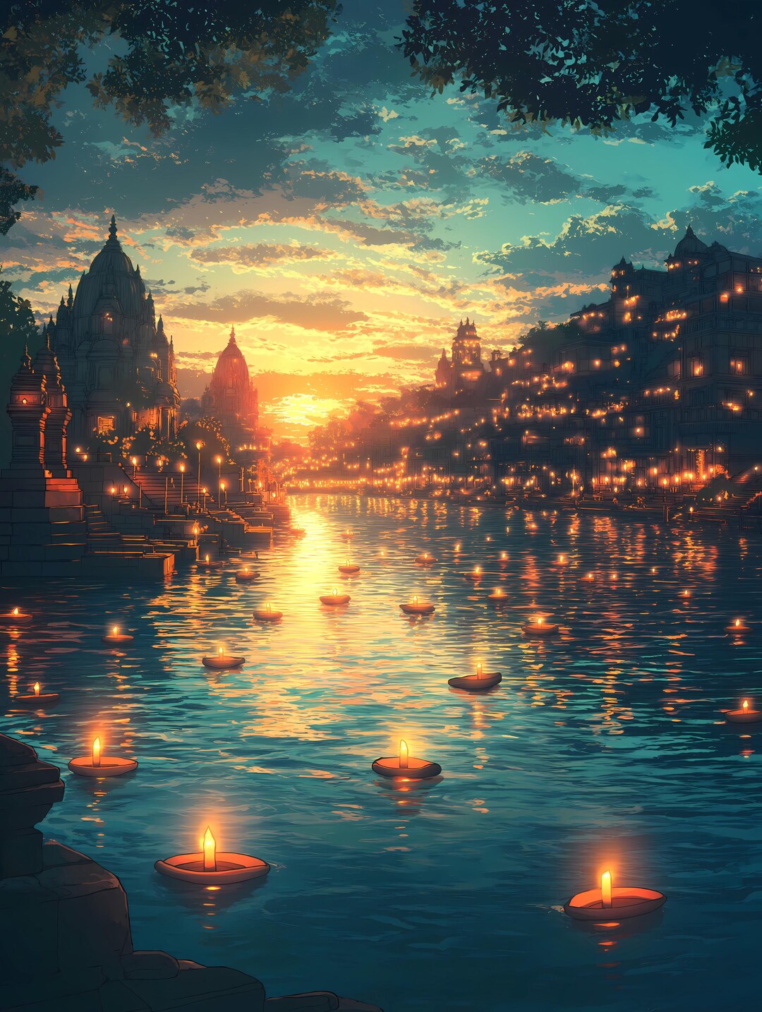 Anime Style Ganges River Print, Matte Poster for Anime Fans, Home Decor ...
