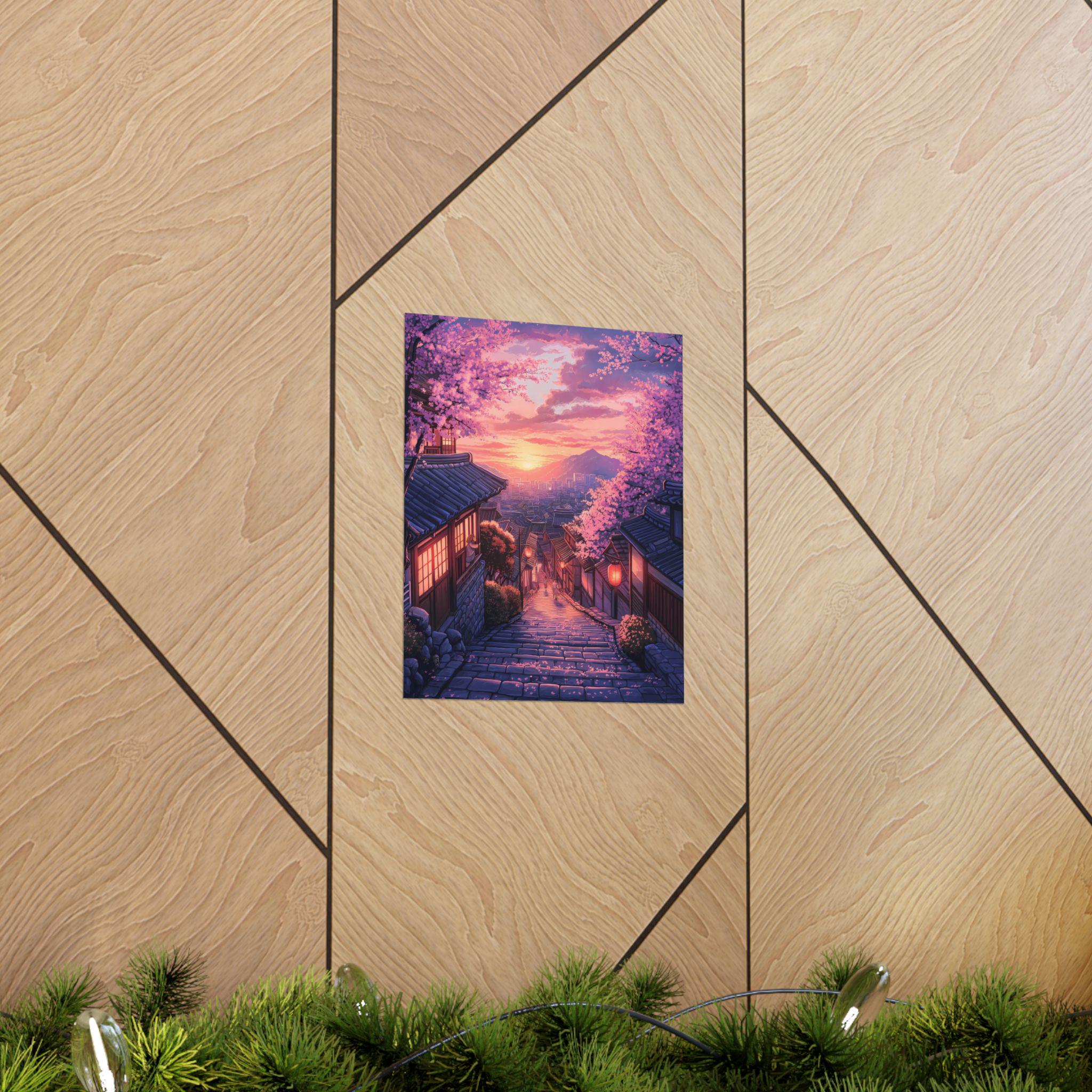 Anime Style Poster of Bukchon Hanok Village, Matte Vertical Wall Art ...