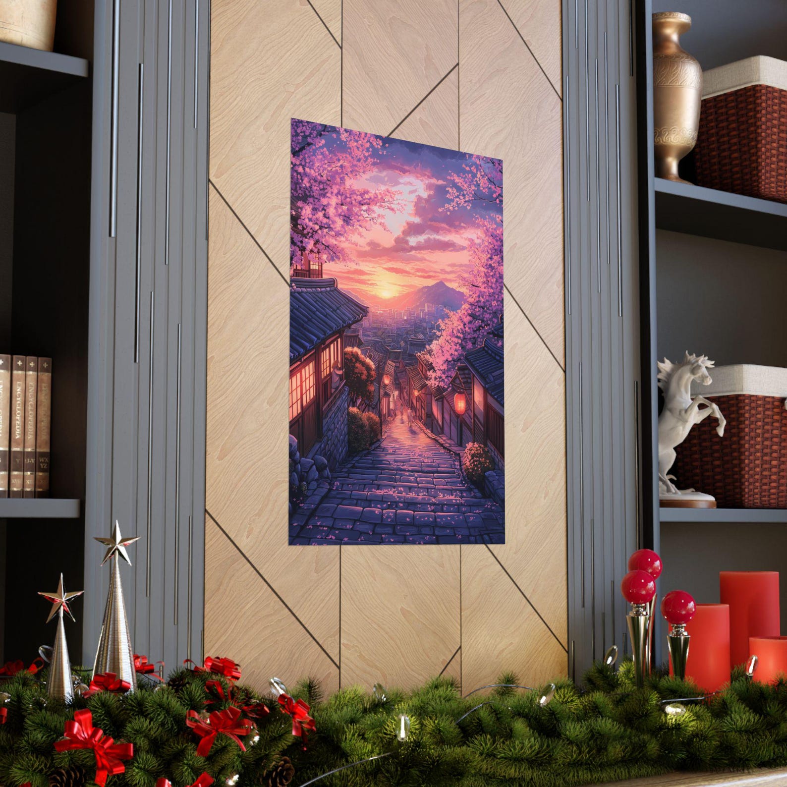 Anime Style Poster of Bukchon Hanok Village, Matte Vertical Wall Art ...