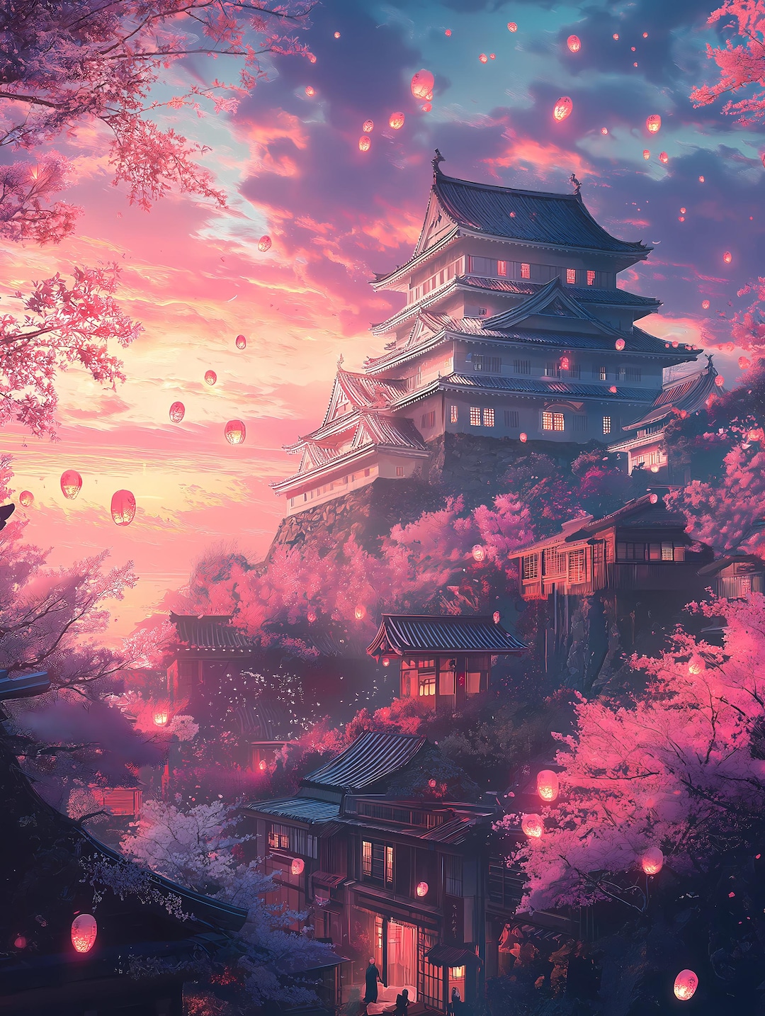 Vertical Posters, Anime Style Hajime Castle Art Print, Matte Poster for ...