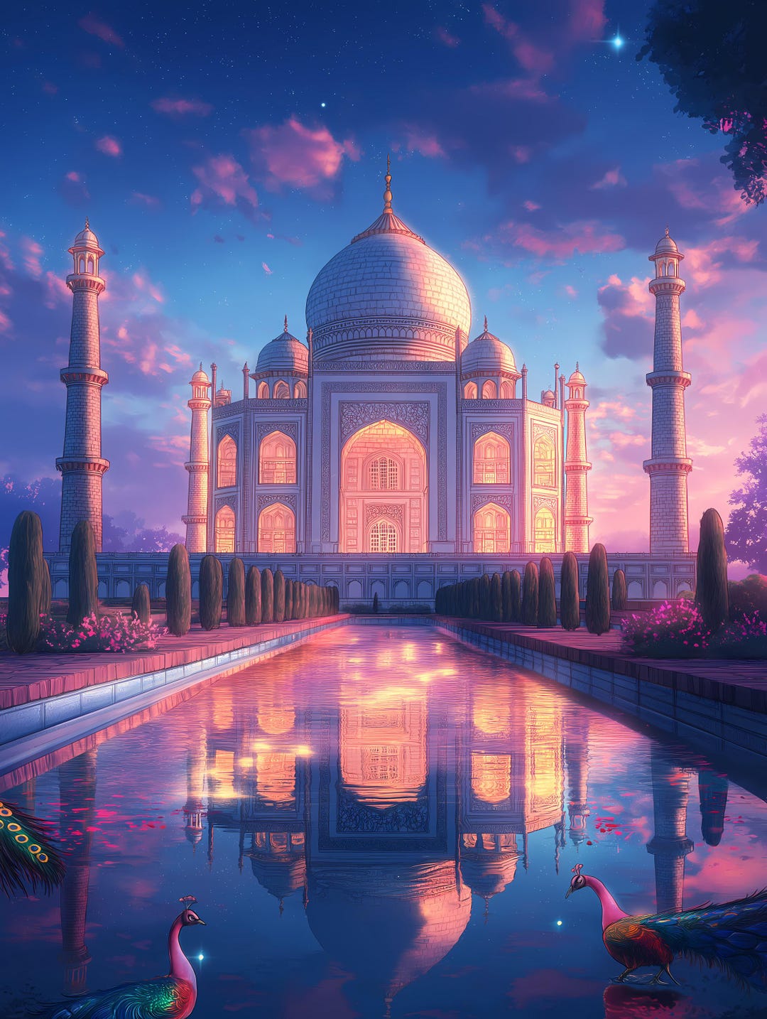 Anime Taj Mahal Poster, Matte Vertical Print, Wall Art Decor, Home ...