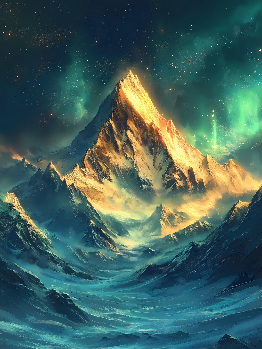 Anime Style Mount Everest Poster, Matte Vertical Wall Art Print, Home ...
