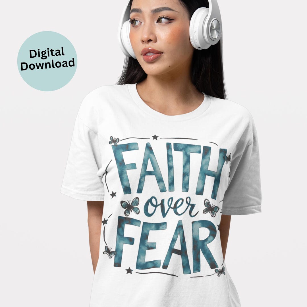Boho Faith Over Fear, Inspirational Digital Design, PNG Download for ...