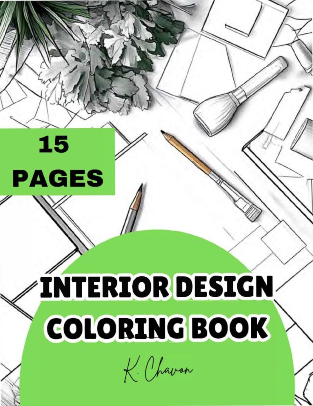 Digital Interior Design Coloring Book - Etsy