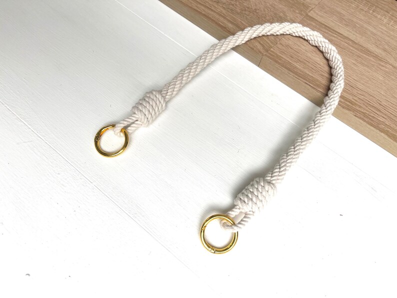 White Rope Bag Handles With Round Metal Clasps – Custom Length Purse ...