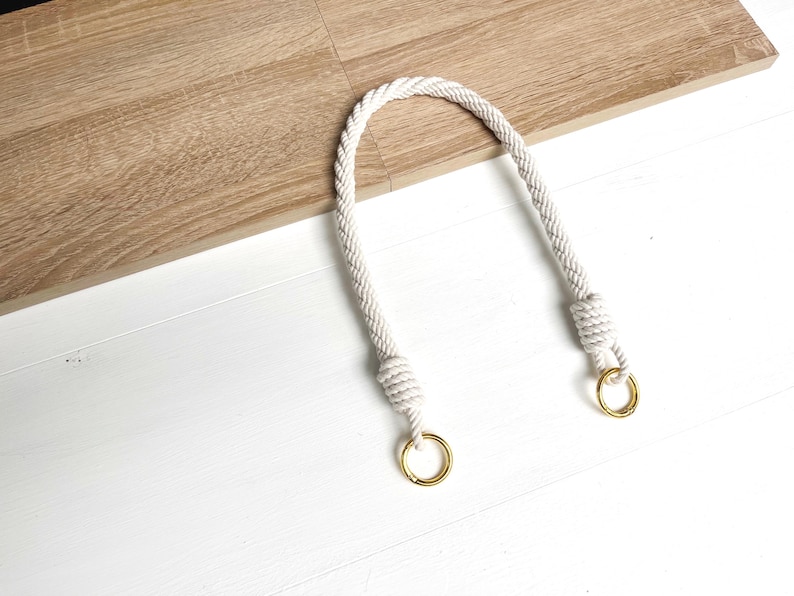 White Rope Bag Handles With Round Metal Clasps – Custom Length Purse ...