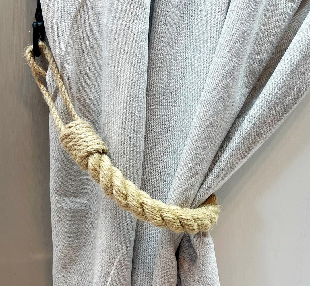 Handmade Jute Curtain Tieback – Rustic Rope Holdback for Drapes ...