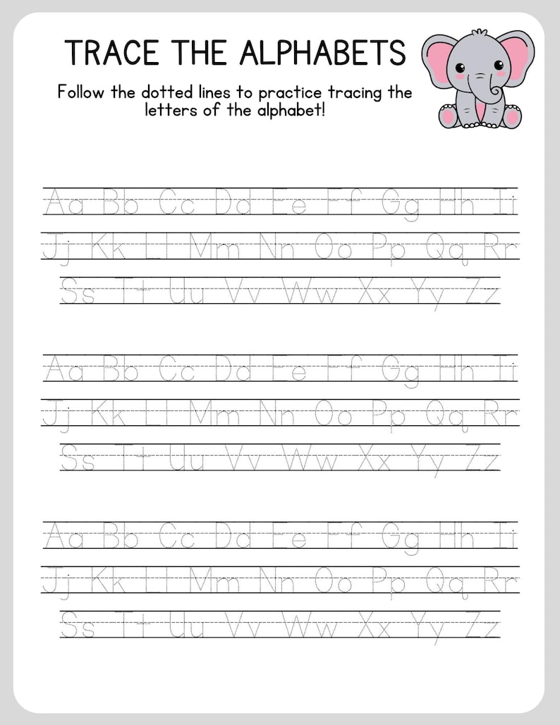 Printable Alphabet Tracing Worksheet | Handwriting Practice for Kids ...