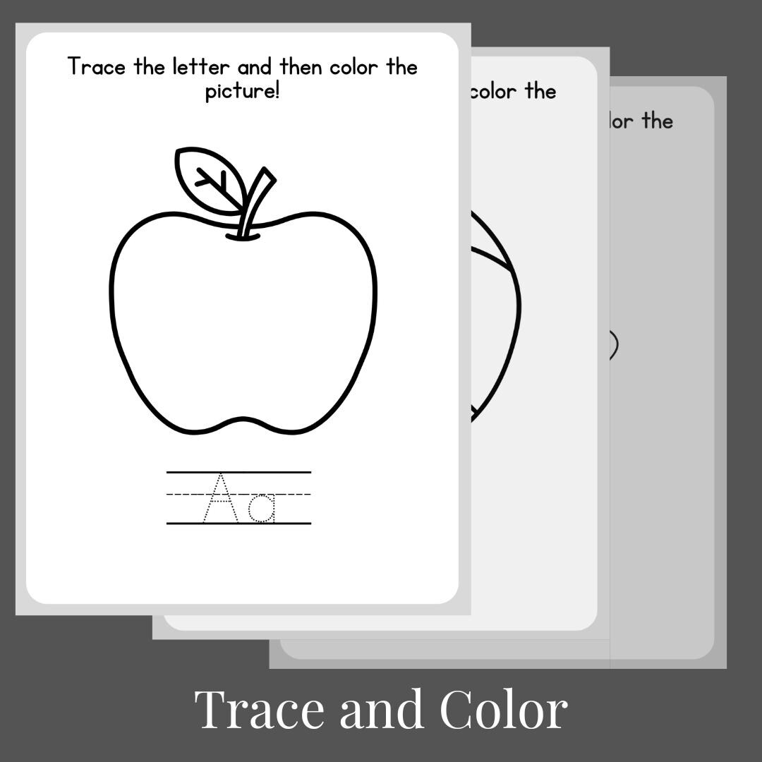 Trace and Color Alphabet Worksheets | Letter Recognition & Coloring for ...
