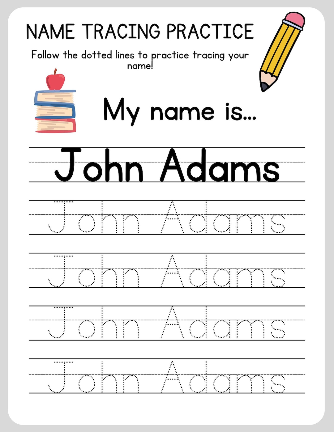 Custom Name Tracing Worksheet | Personalized Name Practice Sheet for ...