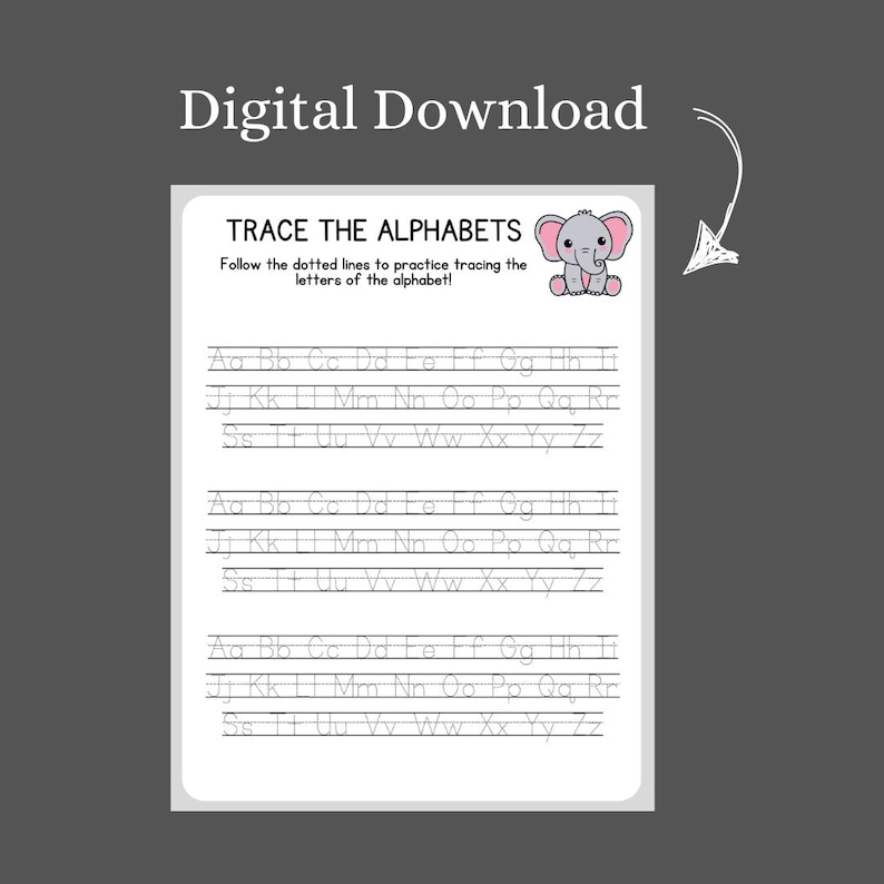 Printable Alphabet Tracing Worksheet | Handwriting Practice for Kids ...