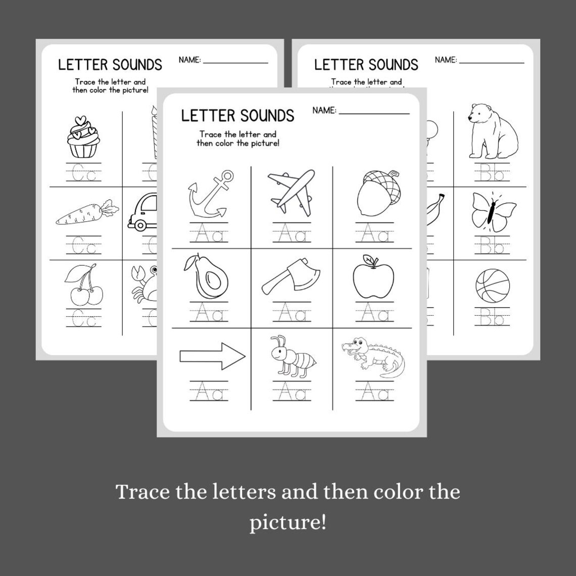 Alphabet Letter Sounds Tracing & Coloring Printable | ABC Phonics ...