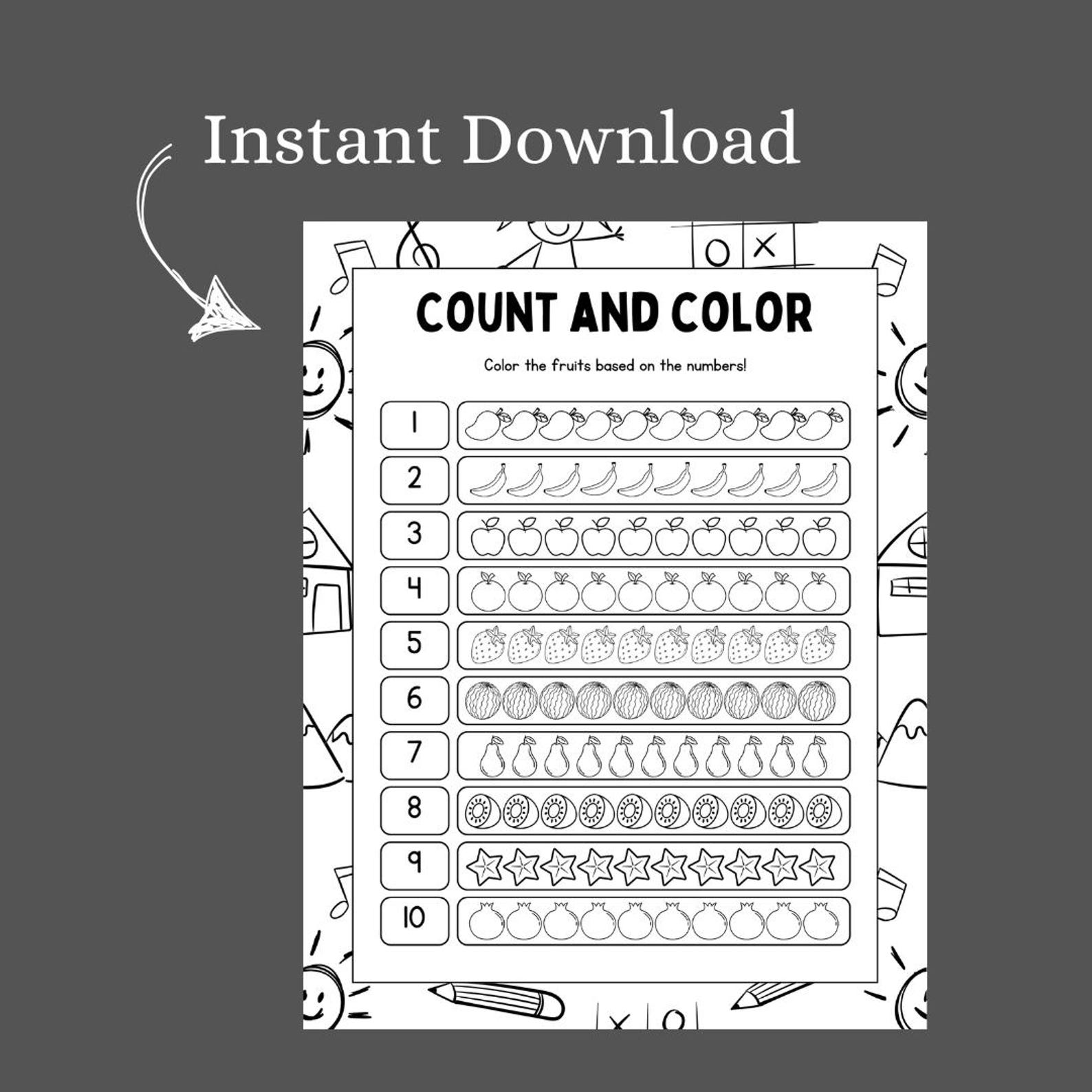 Count and Color Worksheet | Printable Numbers Activity | Fun Math ...