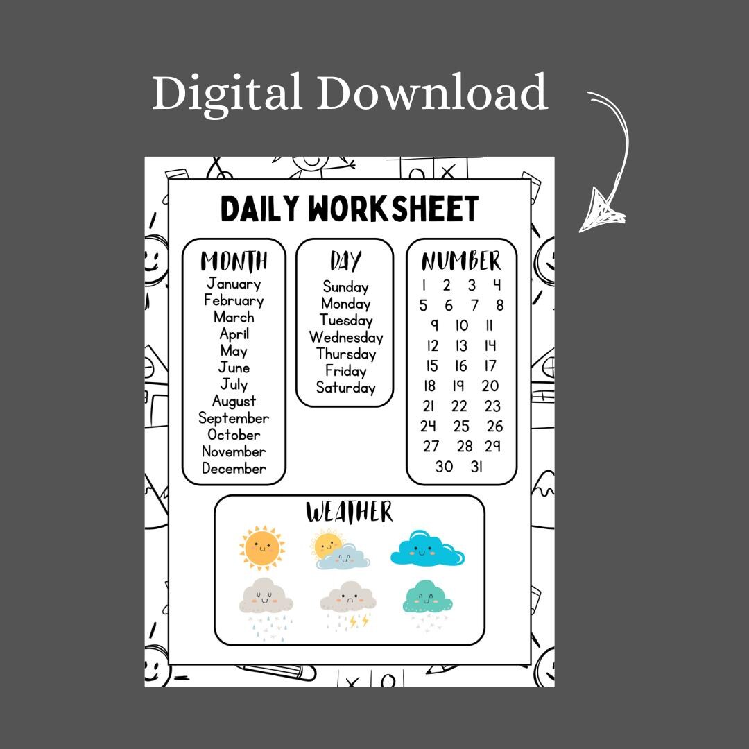 Daily Learning Worksheet | Kids Printable Morning Worksheet ...