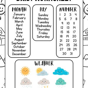 Daily Learning Worksheet | Kids Printable Morning Worksheet ...