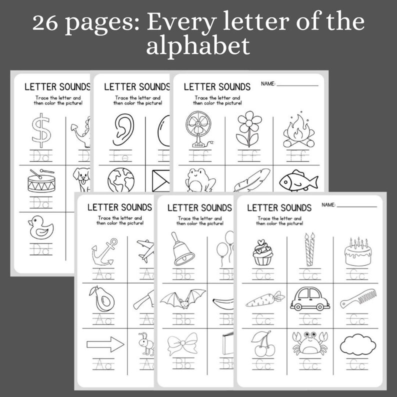 Alphabet Letter Sounds Tracing & Coloring Printable | ABC Phonics ...